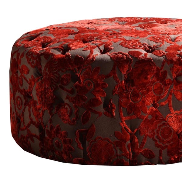 Red Velvet 36-inch Round Ottoman - Bed Bath & Beyond - 4325901