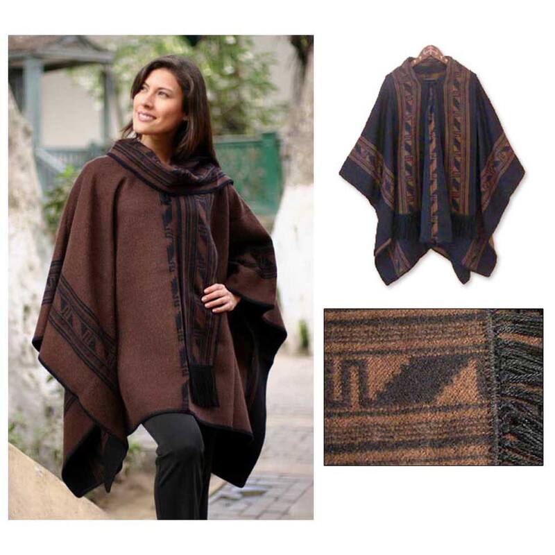 Handmade Warm Earth' Alpaca Wool Reversible Poncho (Peru) - N/A ...