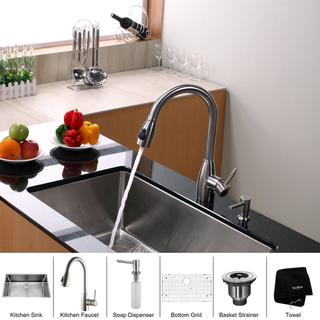 Kraus Kitchen Combo Set Stainless Steel 32 -inch Undermount Sink with ...