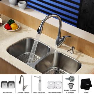 Kraus Kitchen Combo Set Stainless Steel Undermount Sink with Faucet ...