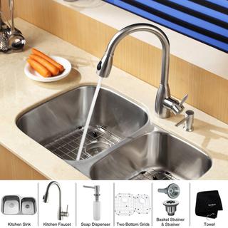 Kraus Kitchen Combo Set Stainless Steel Undermount Sink with Faucet ...