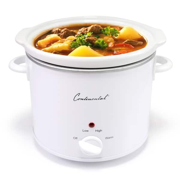 Continental Electric 4-Quart Slow Cooker Glass Lid White - Bed Bath ...