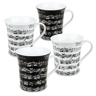 Konitz 'Vivaldi Libretto' 12-oz Black/ White Mugs (Set of 4) - Bed Bath ...