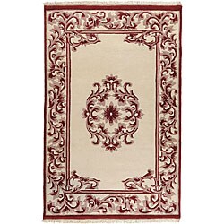 Hand-knotted Burgundy New Zealand Wool Bengal Rug (2'6 x 12') - Bed ...