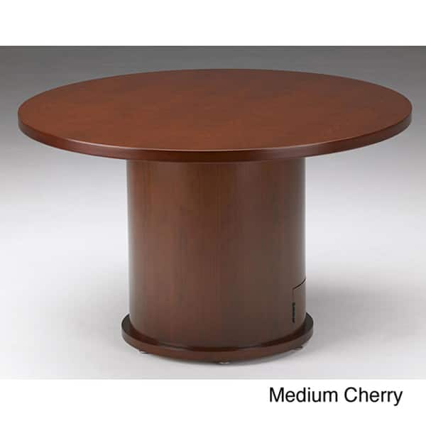 Mayline Mira Wood Veneer Round Conference Table with Drum Base - Bed ...