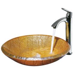 Vigo Half Moon Glass and Brass Vessel Sink and Faucet Set - Bed Bath ...