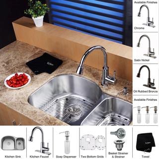 Kraus Kitchen Combo Set Stainless 32-inch Steel Undermount Sink with ...