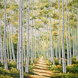 'Tree Lined Path' Hand-painted Canvas Art - Bed Bath & Beyond - 4731647