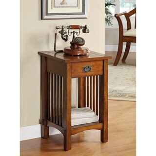 Furniture of America Hand-rubbed Oak Finish Wood End Table - Bed Bath ...