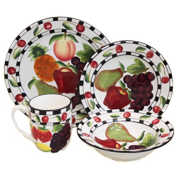'Fruit Delight' Hand-painted 16-piece Dinnerware Set - Bed Bath ...
