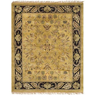 SAFAVIEH Handmade Heritage Traditional Gold/ Black Wool Rug - 7'6" x 9 ...