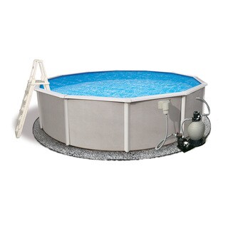 Belize Above Ground 24-foot Round Swimming Pool Package - Bed Bath ...