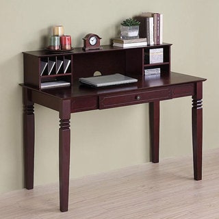 Brown Wood Computer Desk with Hutch - Bed Bath & Beyond - 4819662