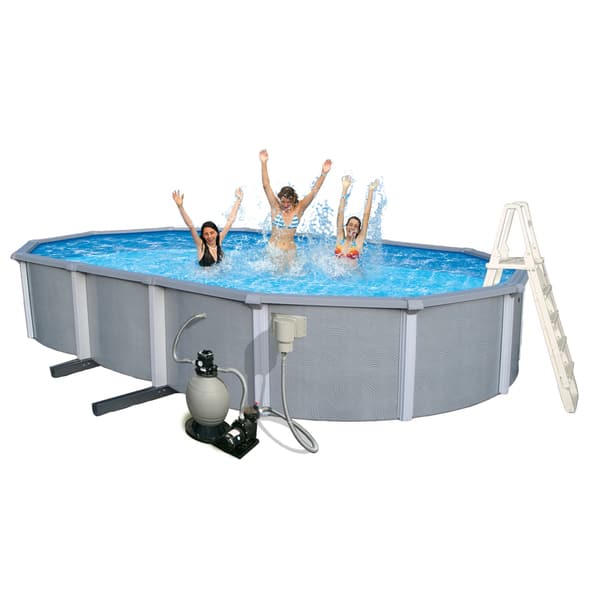 Zanzibar Oval 54-inch Deep, 8-inch Top Rail Hybrid Above Ground Pool ...