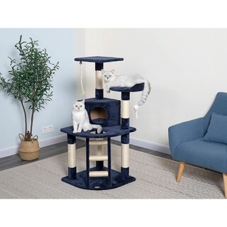 50-inch Blue and White Cat Tree Condo - Bed Bath & Beyond - 5092757