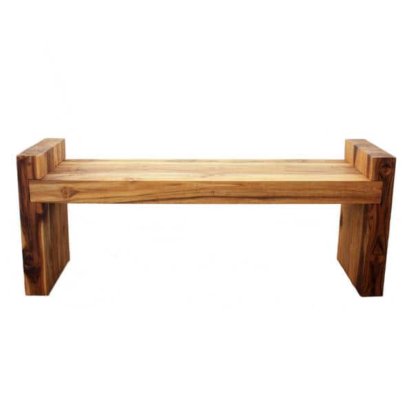 Farmed Teak Wood Block Bench (Thailand) - Bed Bath & Beyond - 5107596