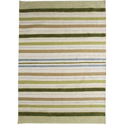 Handmade Panama Green Stripe Wool Rug (India) - Bed Bath & Beyond - 5119144