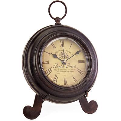 Iron Argento Brown Desk Clock - Overstock - 5179142