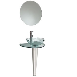 Fresca Netto Glass/ Stainless Steel Bathroom Vanity with Wavy-edge ...