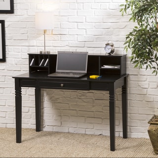 Black Wood Computer Desk with Hutch - Bed Bath & Beyond - 5224751