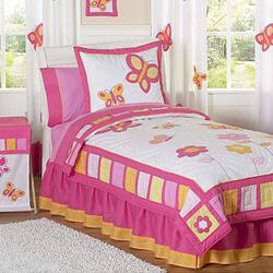 Sweet JoJo Designs Butterfly 3-piece Girls Queen-size Quilt Set - Pink ...