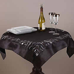 Embroidered and Sequined Black 36-inch Square Table Topper - Bed Bath ...