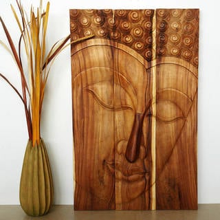Monkey Pod Wood 24x36-inch Tung Oil Pacceka Buddha Panel (Thailand ...