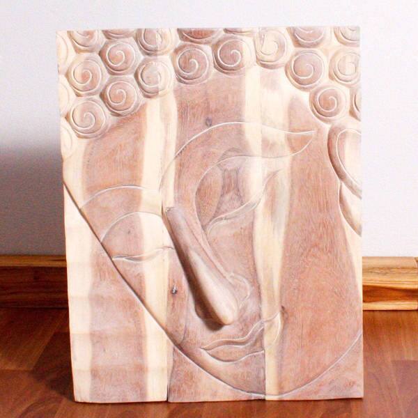 Monkey Pod Wood White Oil Pacceka Buddha Panel (Thailand) - Bed Bath ...