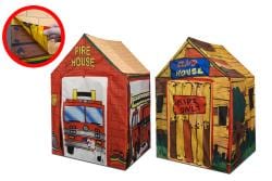 Two-in-One Fire Station Club House Foldable Polyester Play Tent - Bed ...