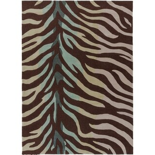 Shop Hand-tufted Brown/Blue Zebra Animal Print Retro Chic Area Rug - 8 ...