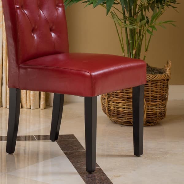 Gentry Bonded Leather Red Dining Chair (Set of 2) by Christopher Knight ...