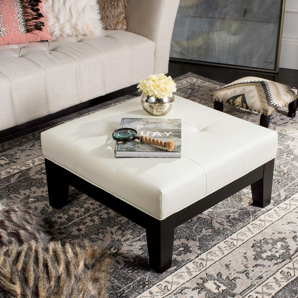 Off white leather ottoman store