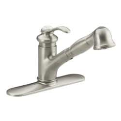 Kohler K-12177-BN Vibrant Brushed Nickel Fairfax Single-Control Pullout Kitchen Sink Faucet ...