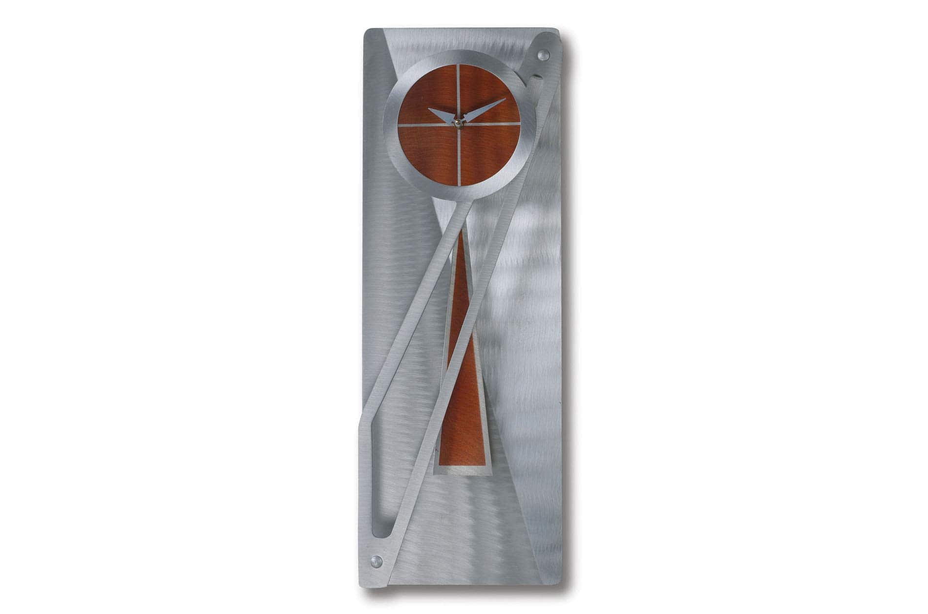 Jon Gilmore Designs Modern Times Silver/ Rust Pendulum Clock - Bed Bath ...