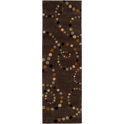 Hand-tufted Contemporary Retro Chic Brown Brown Abstract Rug (2'6 x 8 ...
