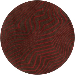 Hand-tufted Mayflower Brown/ Red Wool Rug - 4' Round - Bed Bath ...