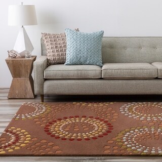 Hand-tufted Brown Contemporary Circles Mayflower Wool Geometric Area ...