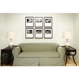 Brushed Twill Cotton Loveseat 2-piece Slipcover - Bed Bath & Beyond ...