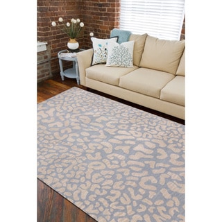 Hand-tufted Pale Blue Leopard Whimsy Animal Print Wool Area Rug - 9' x ...