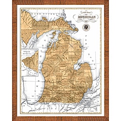 'Map of Michigan' Framed Print - Bed Bath & Beyond - 5764690