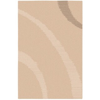 Hand-tufted Contemporary Solid Beige Poplar Wool Area Rug - 5' x 8' - 5 ...