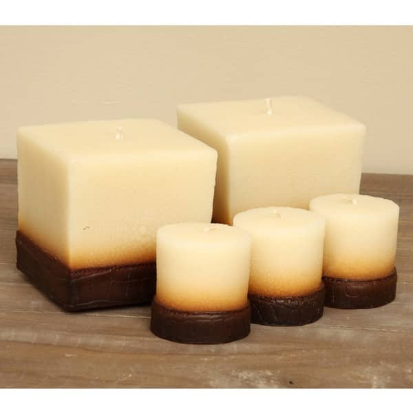 Bee Hardy Ivory Shagren and Brown Moc Croc Candles (Set of 5) - Bed ...