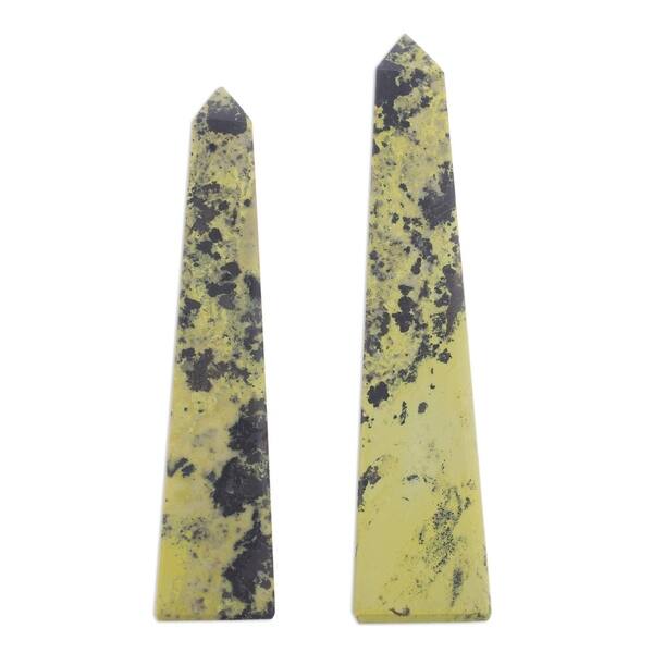 Set of 2 Serpentine Rebirth Obelisks Sculptures Handmade in (Peru ...