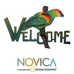Handmade Steel 'Perky Parrot' Welcome Sign (Mexico) - Bed Bath & Beyond ...
