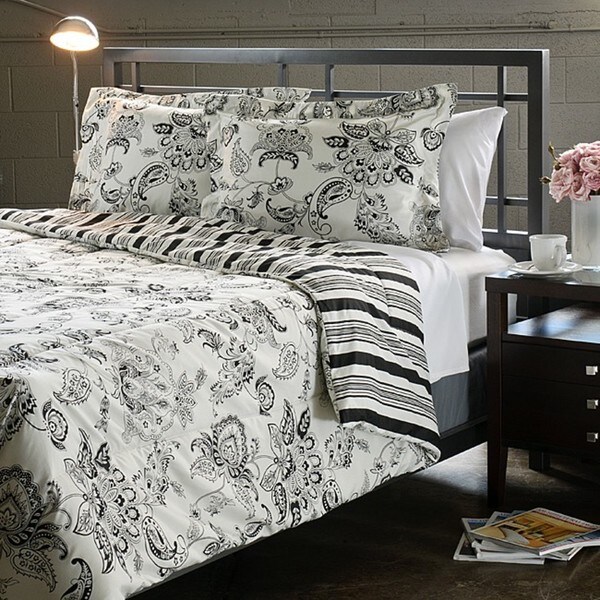 Shop Cordoba Black Full Queen size 3 Piece Duvet Cover Set Free 