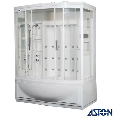 Aston White 87-inch 24-jet Steam Shower with Whirlpool Tub - Overstock ...
