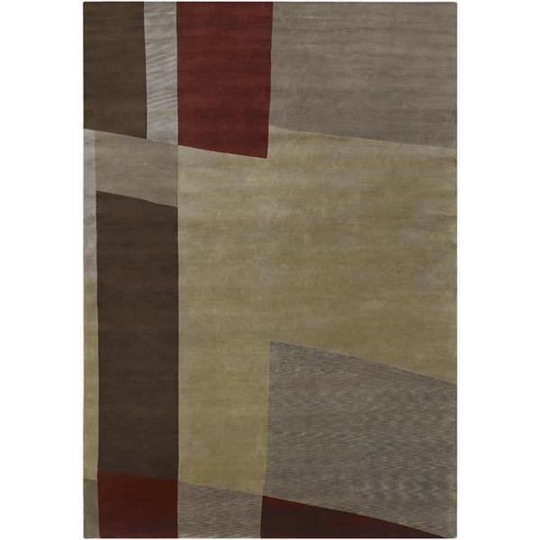 Hand-knotted Brown Contemporary Thornbury Wool Abstract Area Rug - 9' x ...