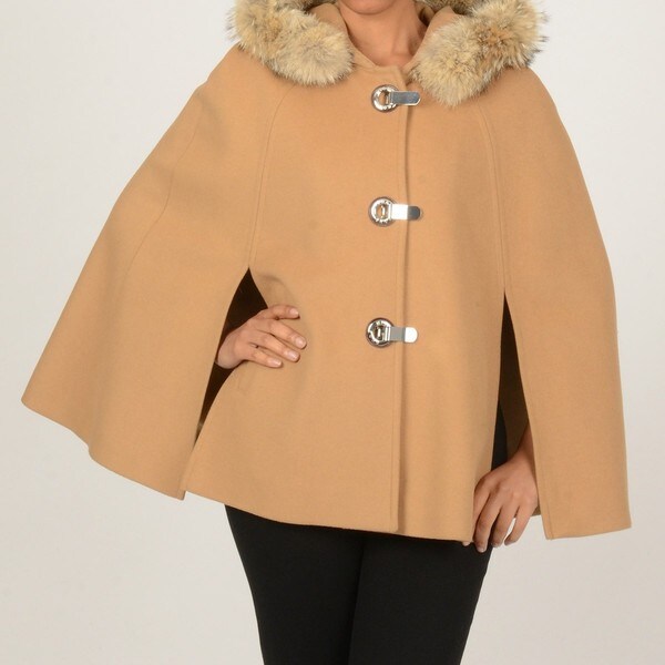 Shop MICHAEL Michael Kors Women's Faux Fur Trimmed Hooded Cape - Free ...