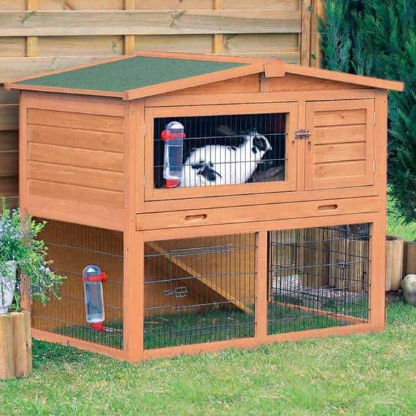 TRIXIE Rabbit Hutch with Peaked Roof (M), Glazed Pine - Bed Bath ...