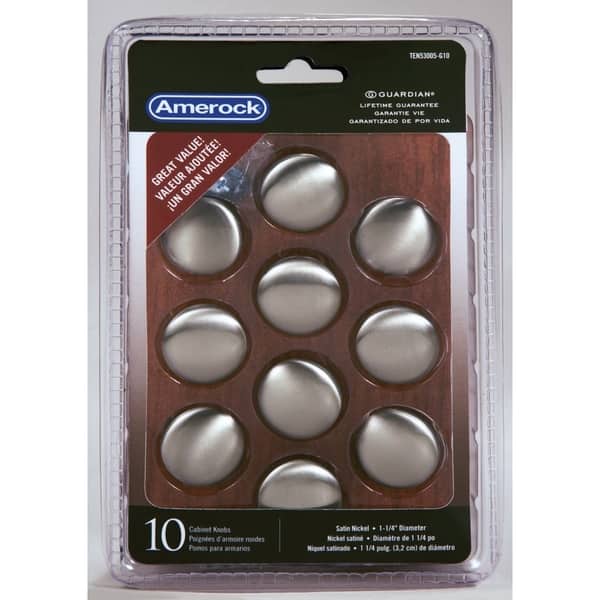 Amerock Traditional 1.25-Inch Satin Nickel Knob (Pack of 10) - Silver ...
